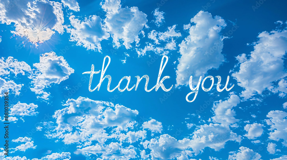 Thank You Message in Clear Sky with Clouds Stock Illustration | Adobe Stock