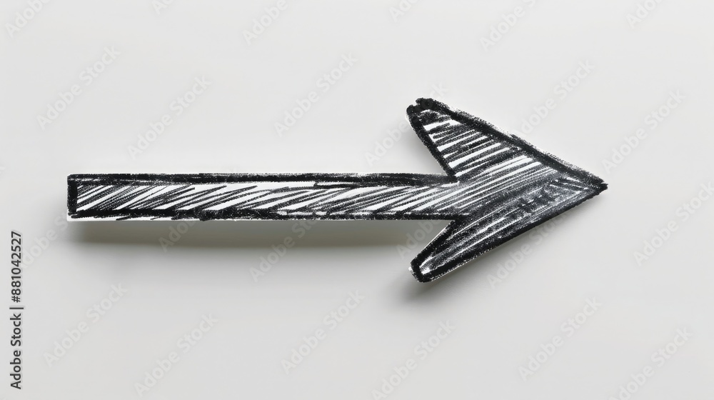 Black marker arrow with clear lines and uneven edges, clean and direct ...