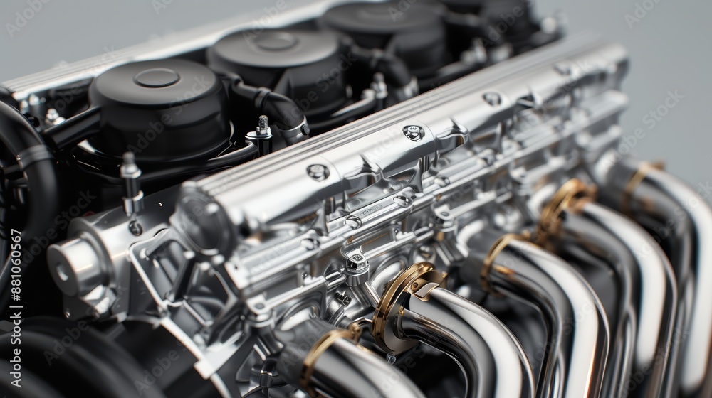 Fuel combustion engines flat design front view mechanical animation ...