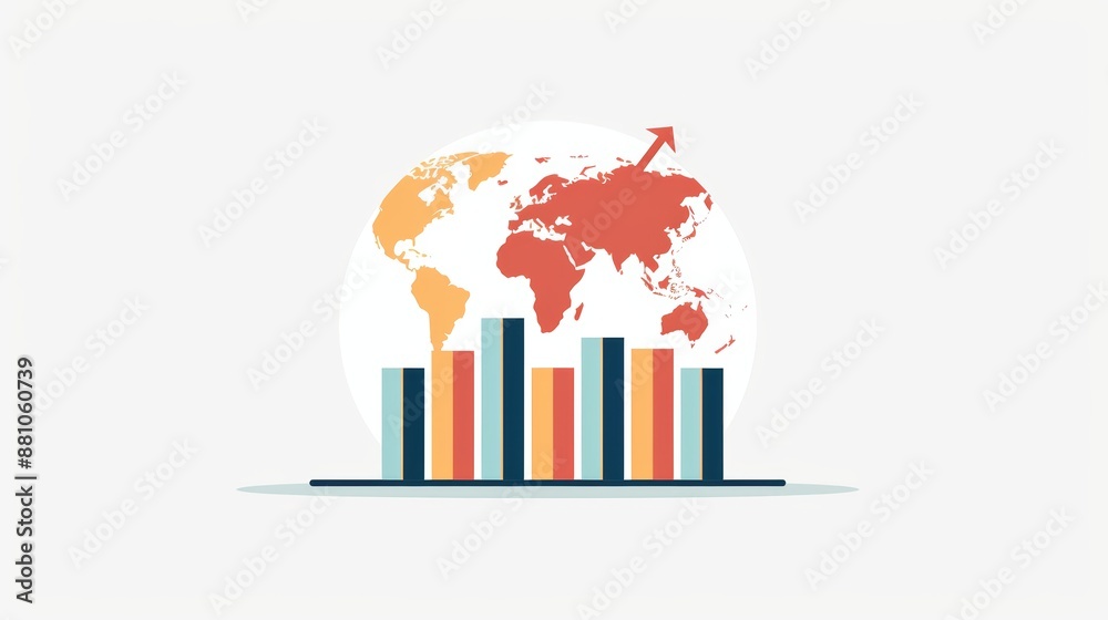Growth of international finance flat design, side view, globalization ...