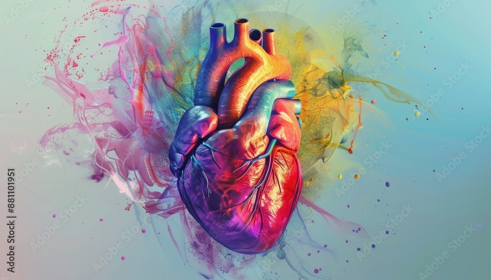 Colorful Heart Rhythms and Medical Symbols in Digital Drawing, Health ...