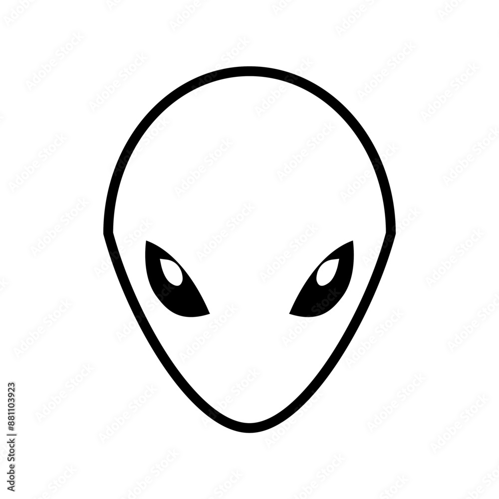 Alien face, head, eyes illustrations. Space monster. Futuristic symbol ...