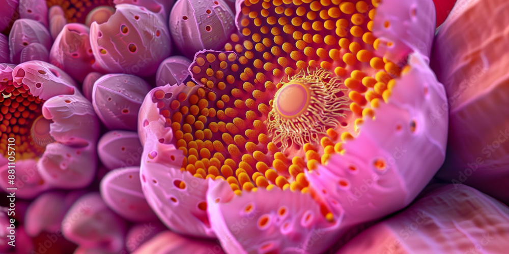 Microscopic image of pollen grain showing detailed outer texture and ...