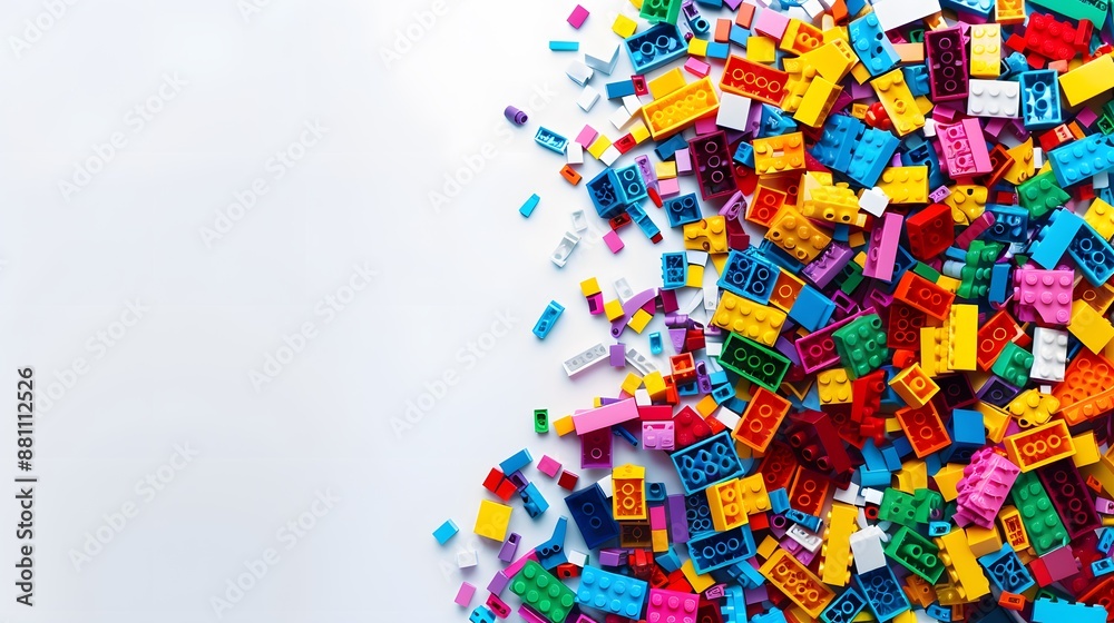 White background, white space in the center of picture. A pile of ...