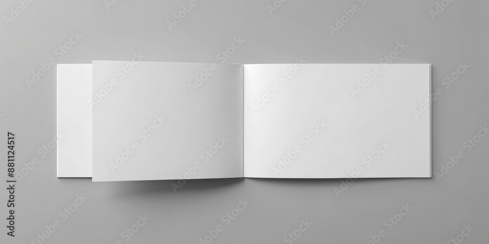 Empty horizontal bi-fold A4-sized brochure template in white color ...