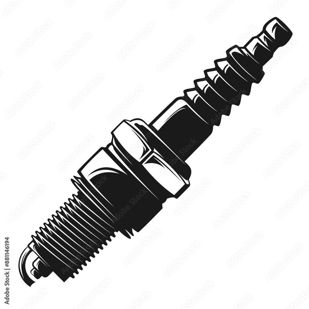 Spark plug for motorbike or car spare parts isolated on white ...