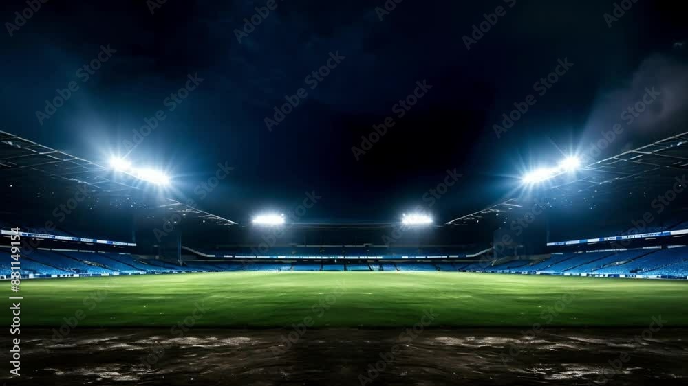 Blurry 3D night sports stadium lights in football and cricket ...