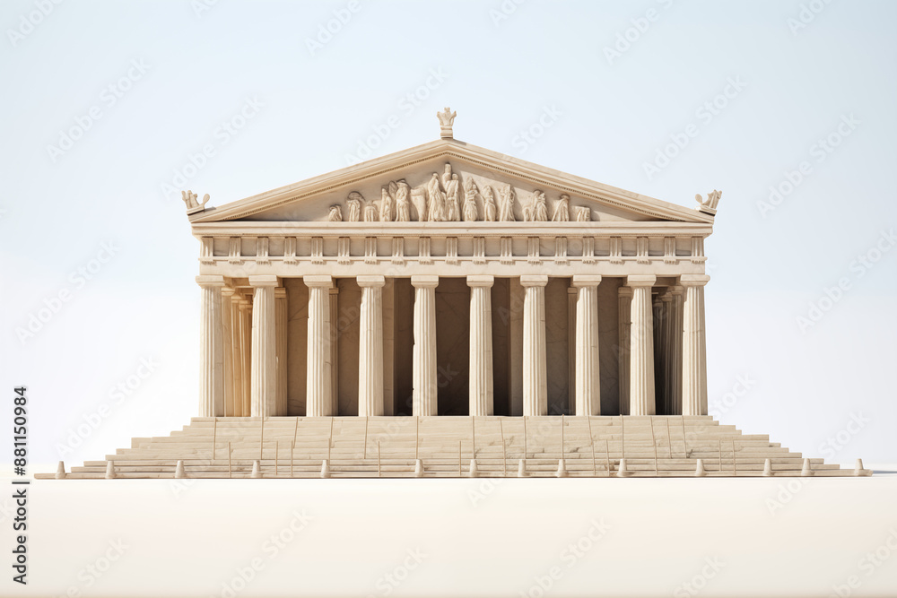 Greek temple on a white background. Greek civilization. Archeology of ...