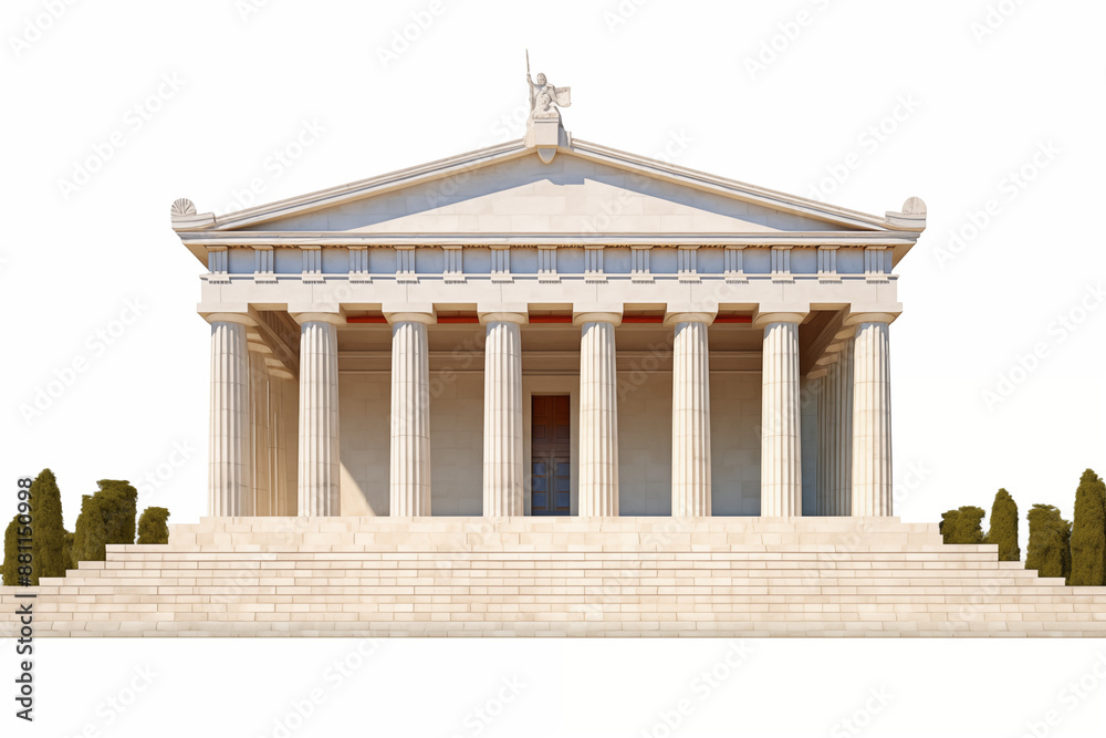 Greek temple on a white background. Greek civilization. Archeology of ...