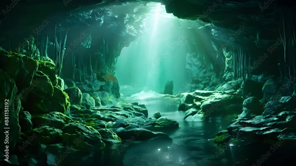Exploring a Hidden Ocean Cave with Bioluminescent Algae, Turquoise ...