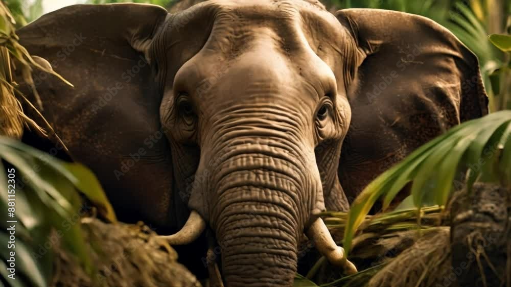 Sumatran elephant portrait emphasizing wildlife conservation efforts ...