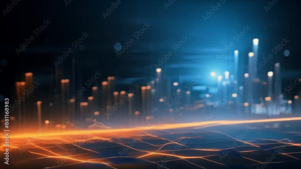 Creating a D Render of a Illuminated Financial Chart with Bar and Line ...