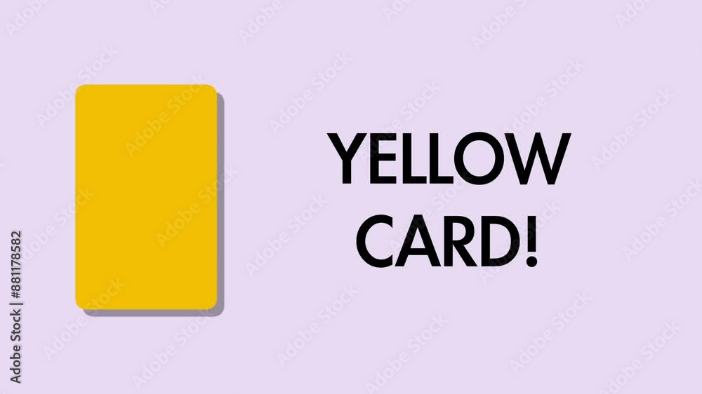 2 animations of a yellow card appearing on screen. Pink background and ...