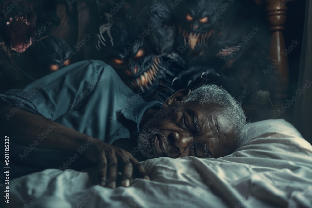 Foto de Sleep is no escape from fear elderly man is haunted nightmares ...