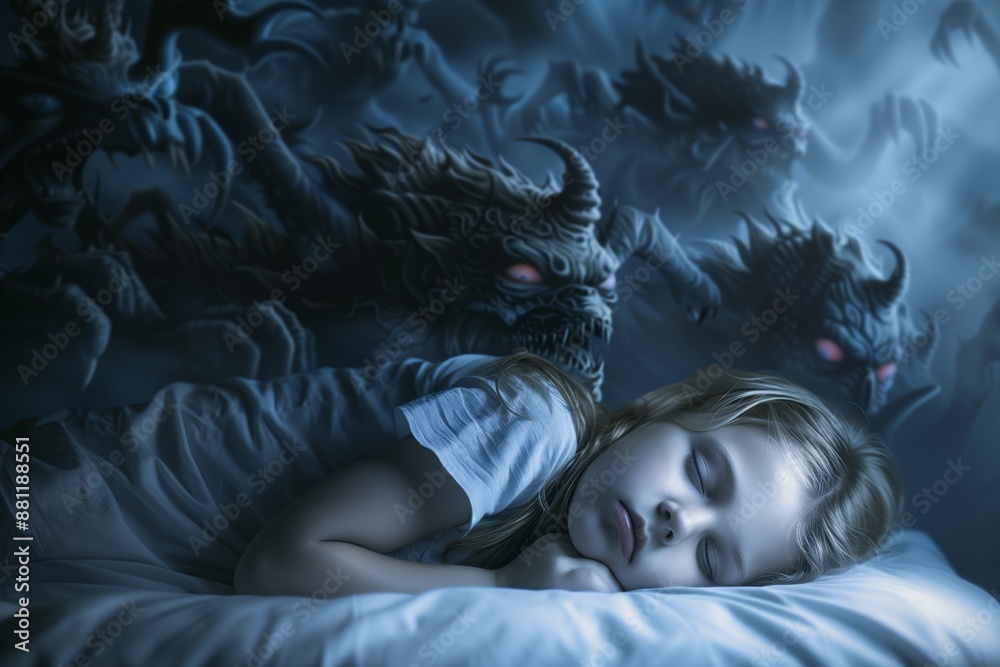 Dark creature-infested nightmare looms young girl sleeps tight ...