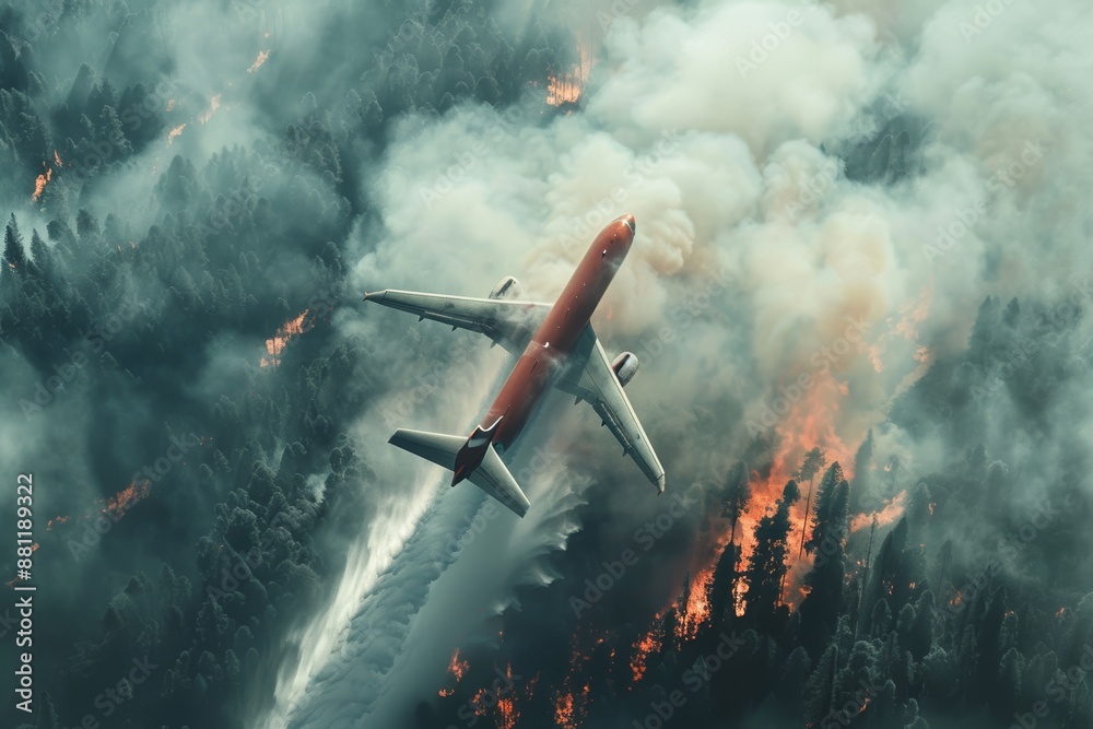 Firefighting emergency operation progress aircraft involved. Powerful ...