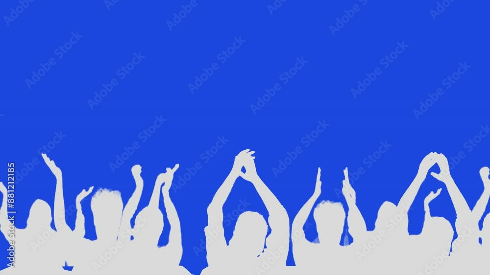 Animated silhouettes of cheering fans. Large crowd of people having fun ...