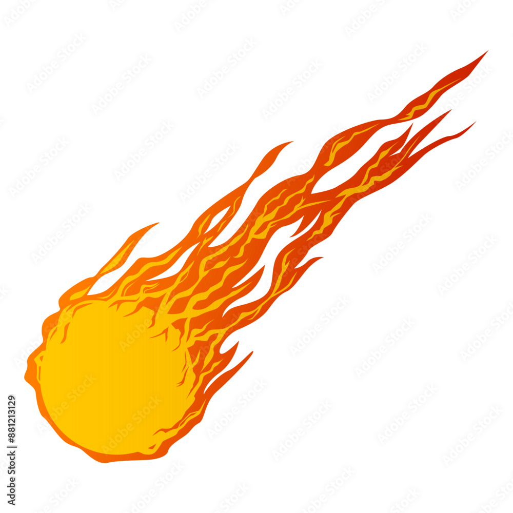 Fireball vector illustration set isolated on white background sticker ...