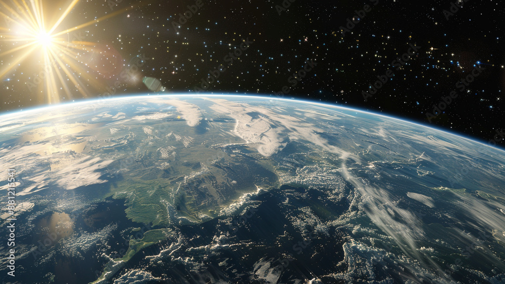 realistic high-resolution photo of high Earth orbit, with detailed ...