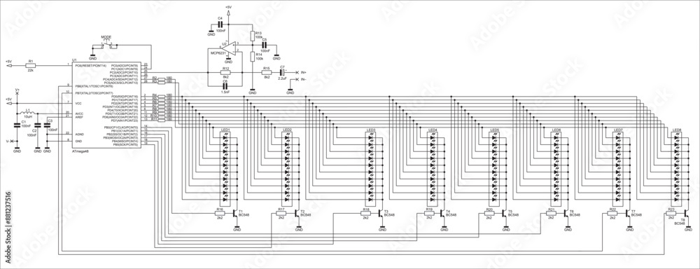 Schematic diagram of electronic device on sheet of paper. Vector ...