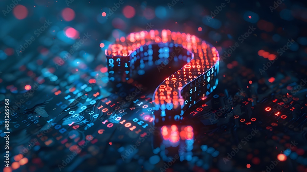 Digital 3d Question Mark With Binary Code Ai In Question Answering Systems Natural Language