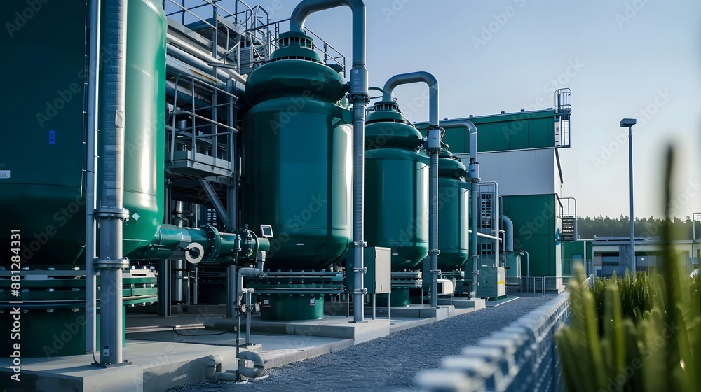 Foto de Green Hydrogen renewable energy production pipeline. Green hydrogen gas for clean ...