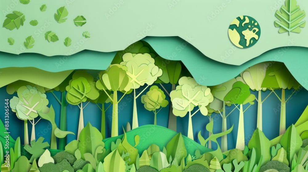 A visual metaphor of a growing forest on Earth, supported by green ...
