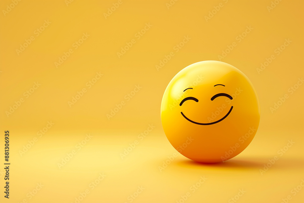 World Emoji Day Concept: A single yellow ball emoji with a winking face ...