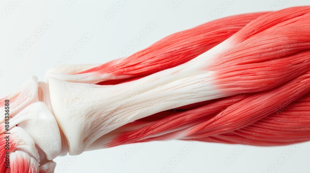 This image provides a detailed view of red muscle fibers seamlessly ...