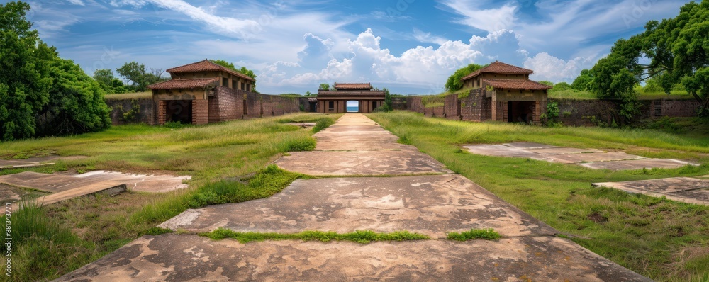 Full Vista of a Historic Fort A Glimpse into the Past, Stone Walls ...