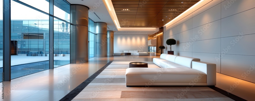 Modern Office Interior Design Wide Scene of a Multinational Corporation ...