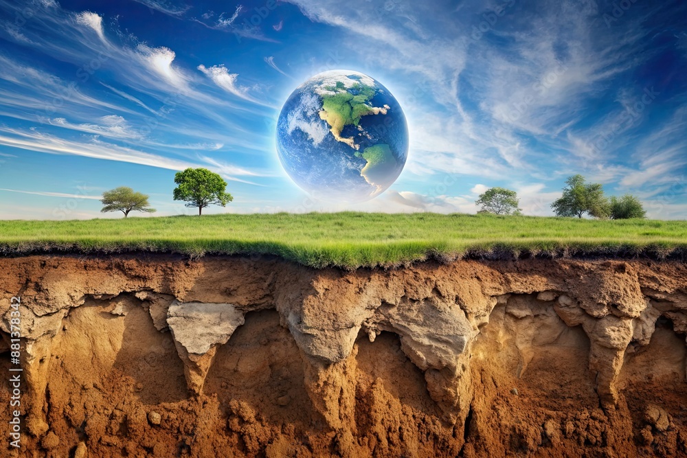 Eroding soil subsoil and bedrock underground soil layer of cross ...