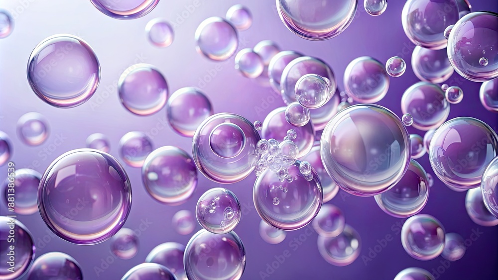 ภาพประกอบสต็อก Bubbles on light purple background Lilac color light on ...