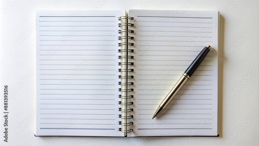 Bloco de nota isolado visto de cima com uma caneta ao lado Bloco com ...