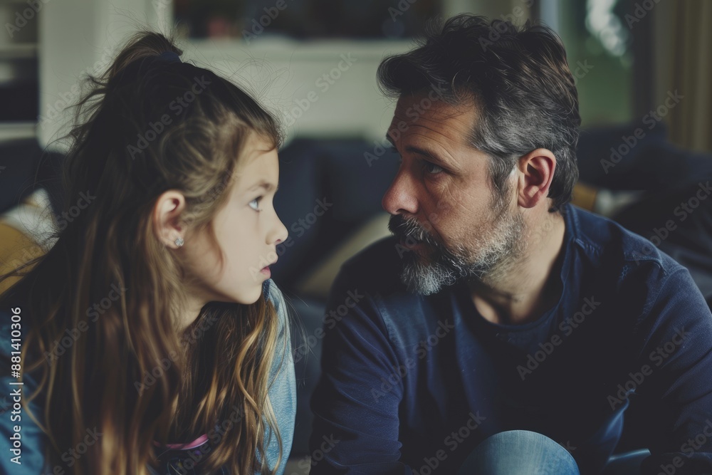 Child mother family problems Father woman conflict Girl arguing adult ...