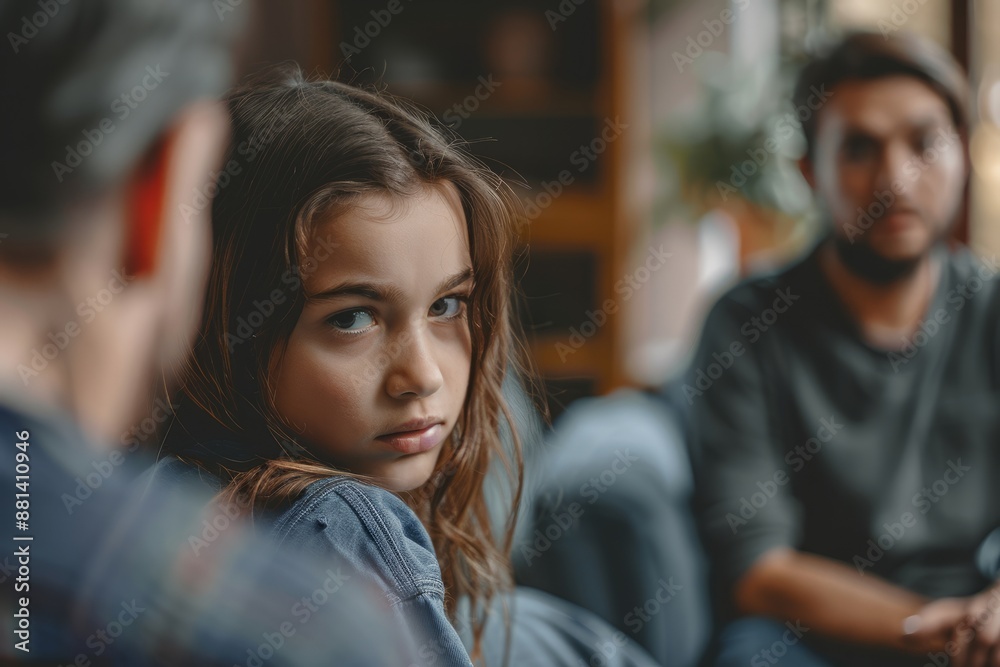 Child mother family problems Father woman conflict Girl arguing adult ...