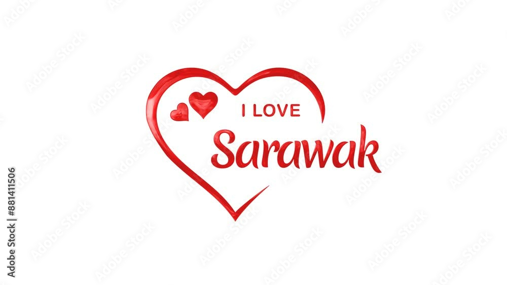 I Love Sarawak Text Animation with Transparent Background. Design ...