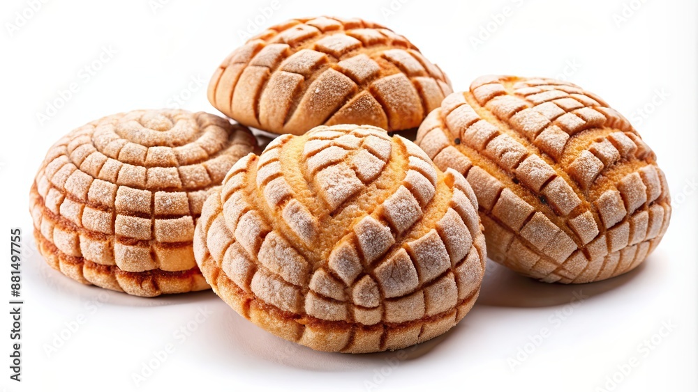 Mexican Conchas sweet bread isolated on white background, Mexican ...
