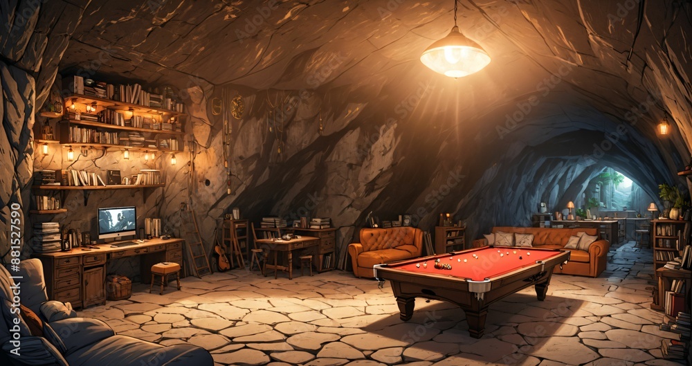 underground living room interior inside natural cave cavern tunnel ...