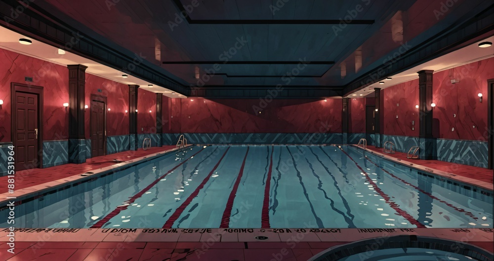 interior of bathhouse indoor pool spa in mansion palace castle building ...