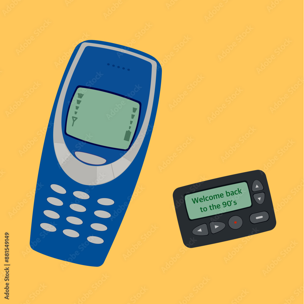 Classic commutation technology 1990. Vintage cellular mobile and pager ...