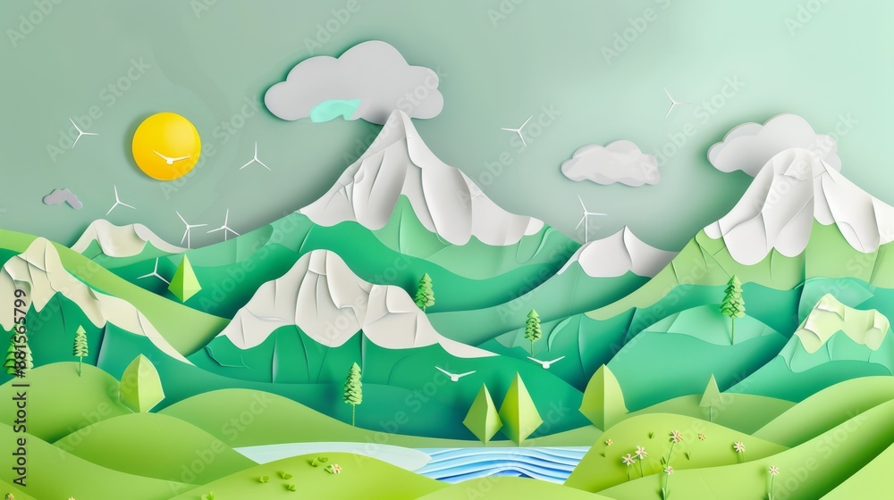 An ethereal depiction of Earth's mountain ranges and alpine meadows ...