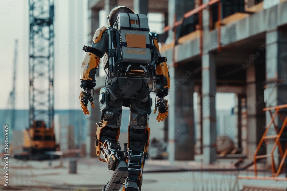 An exosuit in action, with a person wearing a mechanical suit designed ...