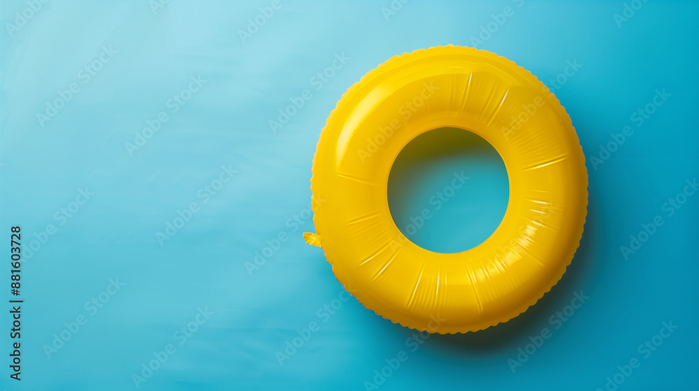 Yellow Swimming Pool Ring Float in Blue Water – Summer Background with ...
