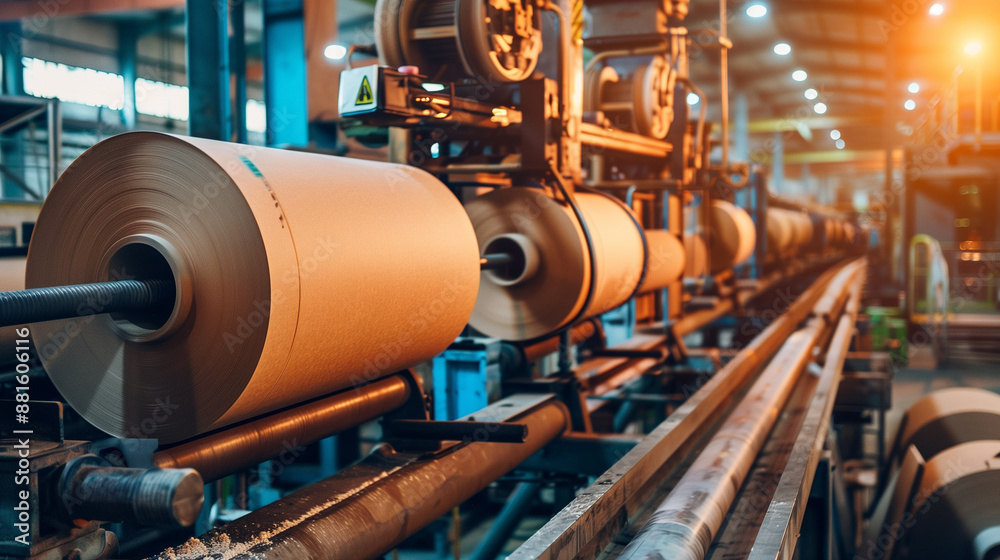 Large Industrial Machine Producing Paper Cardboard in a Factory Setting ...