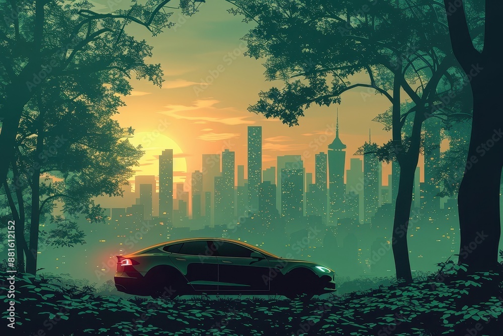 Depicts the eco-conscious design of an EV car and its positive impact ...
