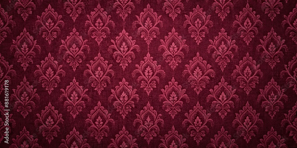 Dark red velvet matte background with a seamless wine textile pattern ...