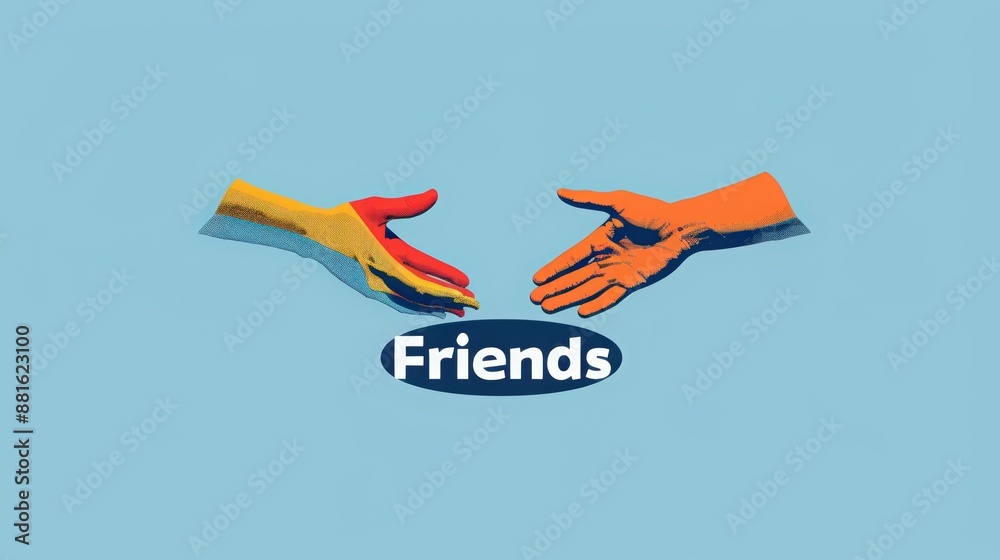 National Friendship Day. The word "Friends" is written an isolated ...