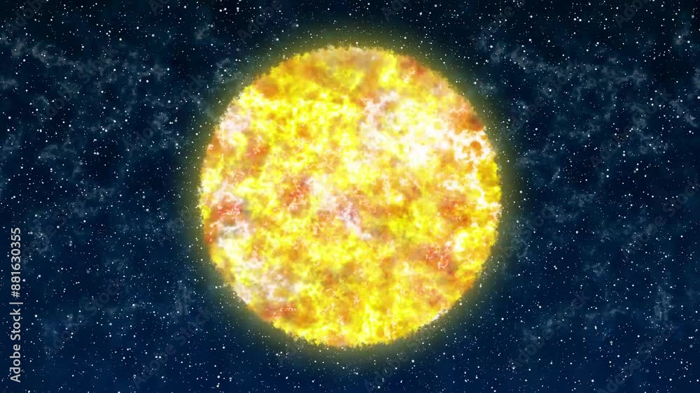 Realistic sun with galaxy stars zoom with animated solar flares on ...
