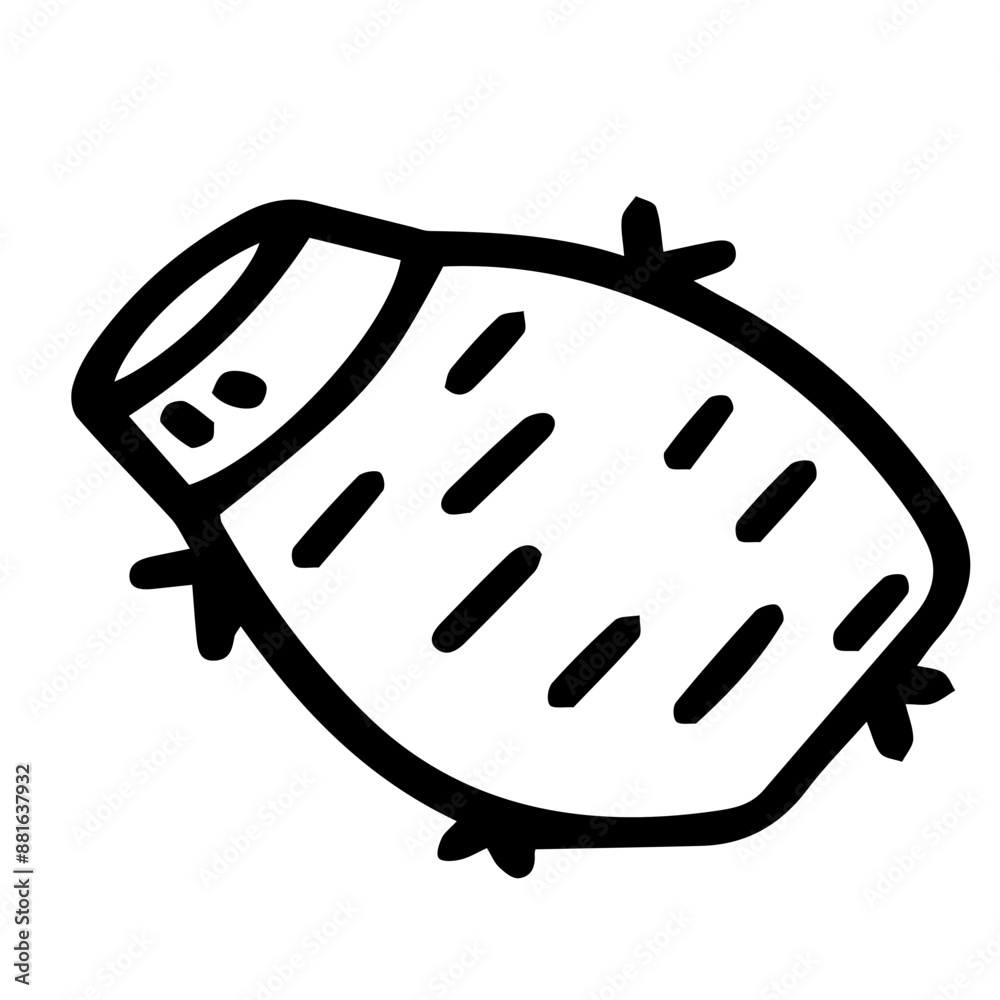 Hand drawn black and white color of taro design isolated on ...